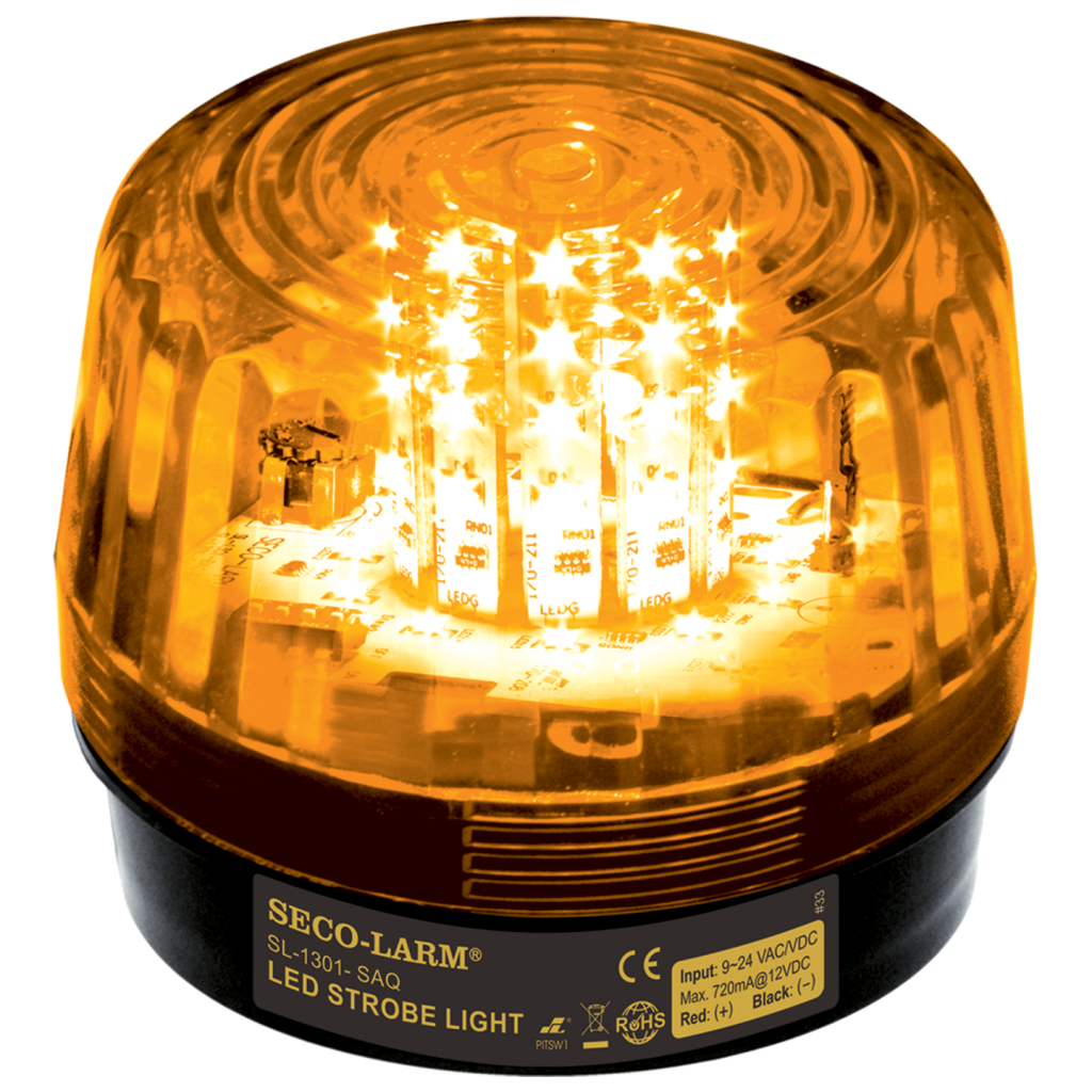LED Strobe Light, 41 LEDs, 100dB Siren, 9~24 VAC/VDC, Amber - SECO-LARM ...