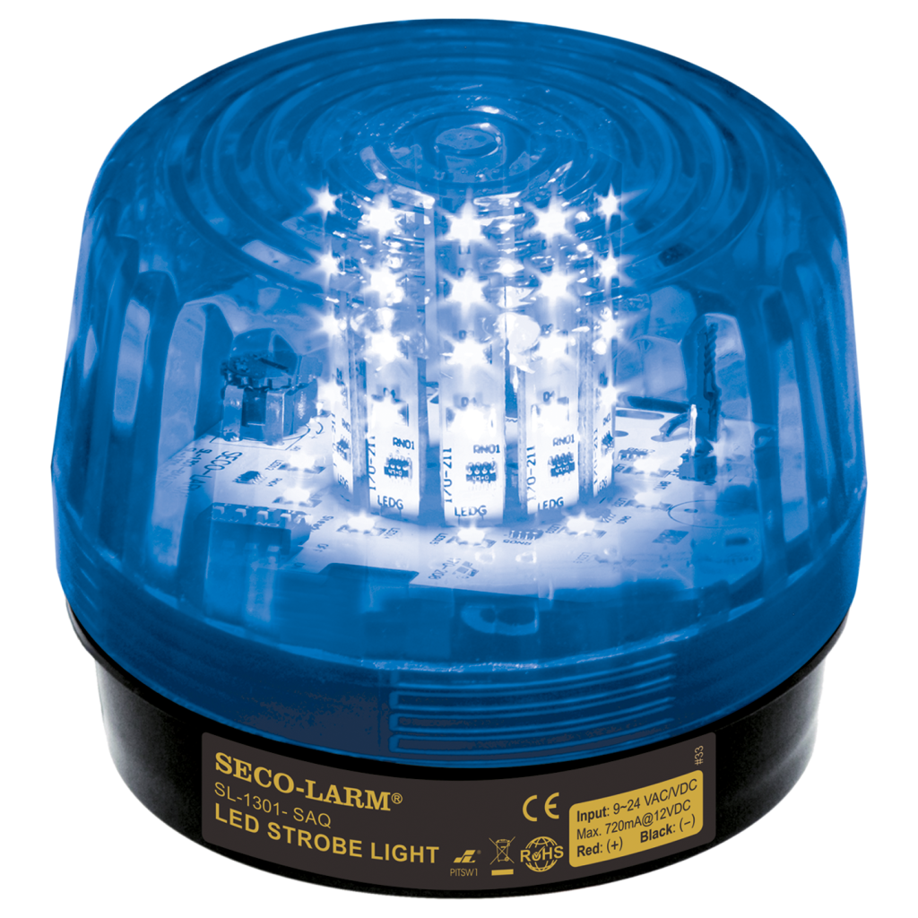 LED Strobe Light, 41 LEDs, 100dB Siren, 9~24 VAC/VDC, Blue - SECO-LARM ...