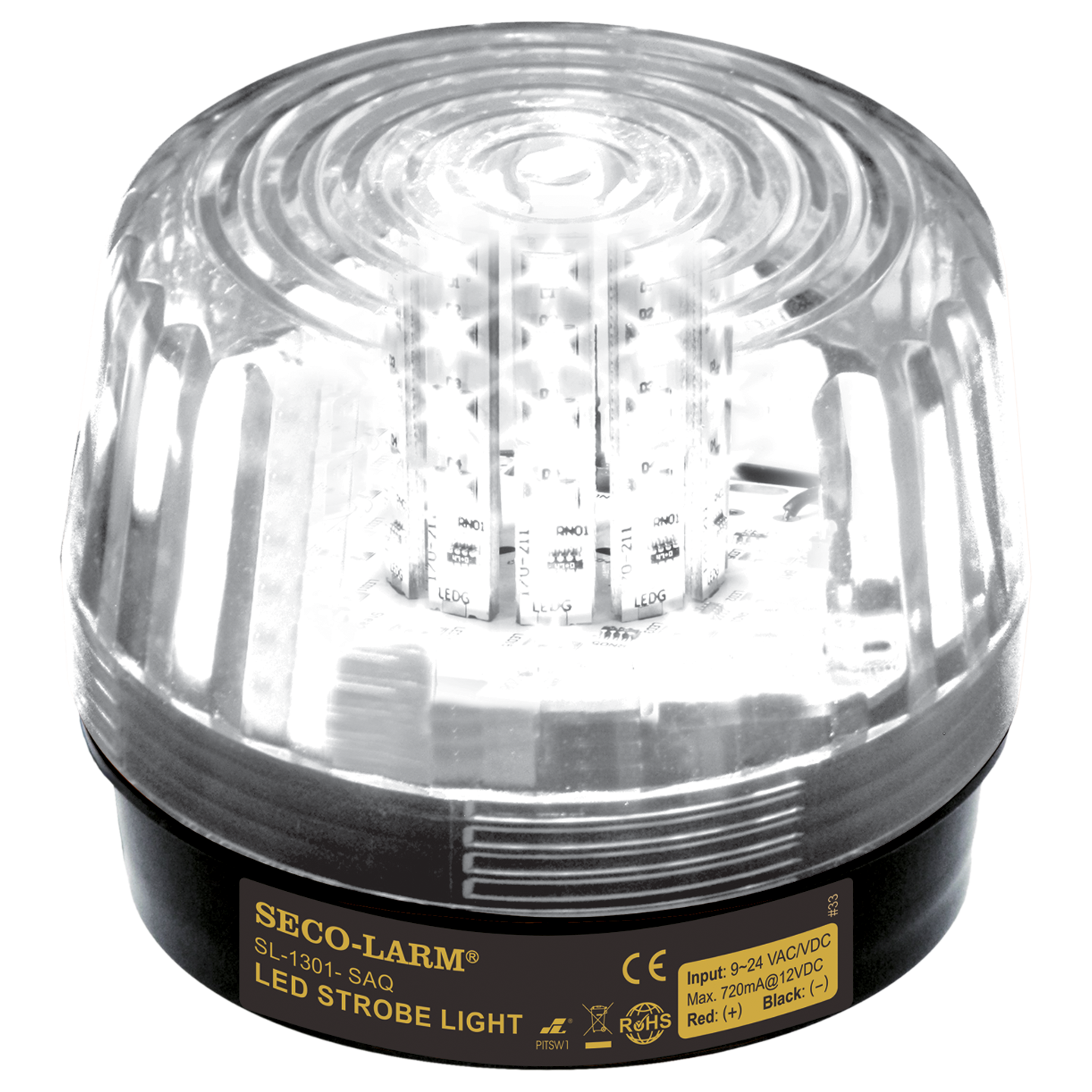 LED Strobe Light, 41 LEDs, 100dB Siren, 9~24 VAC/VDC, Clear - SECO-LARM ...