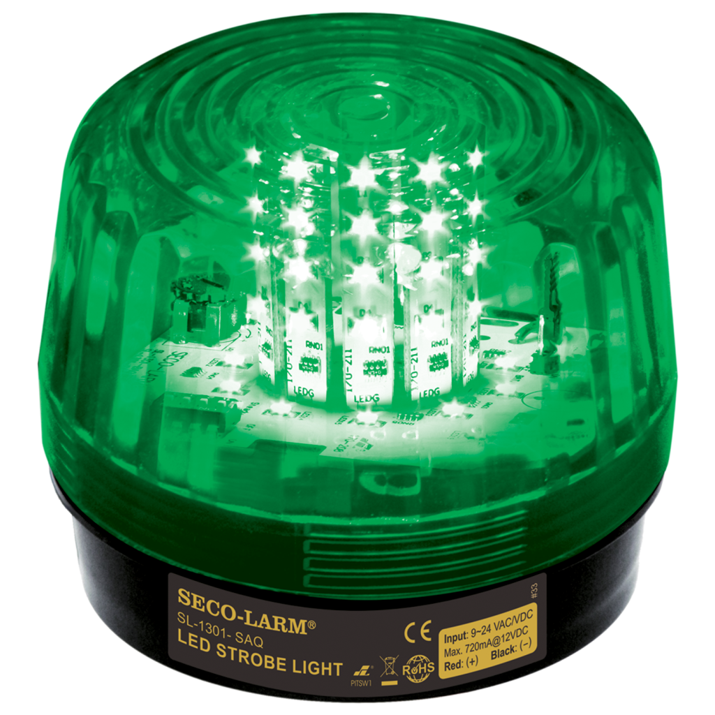 LED Strobe Light, 41 LEDs, 100dB Siren, 9~24 VAC/VDC, Green - SECO-LARM ...