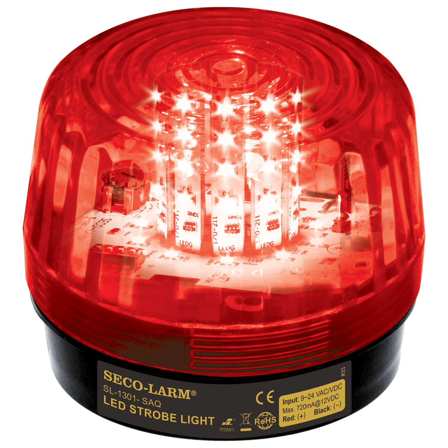 Luz Estroboscópica LED, 41 LEDs, Sirena 100dB, 9~24 VAC/VDC, Rojo ...